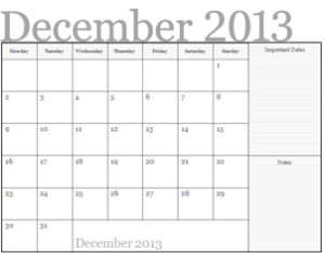 Free Download – Print December 2013 Calendar and Plan Well this Holiday ...